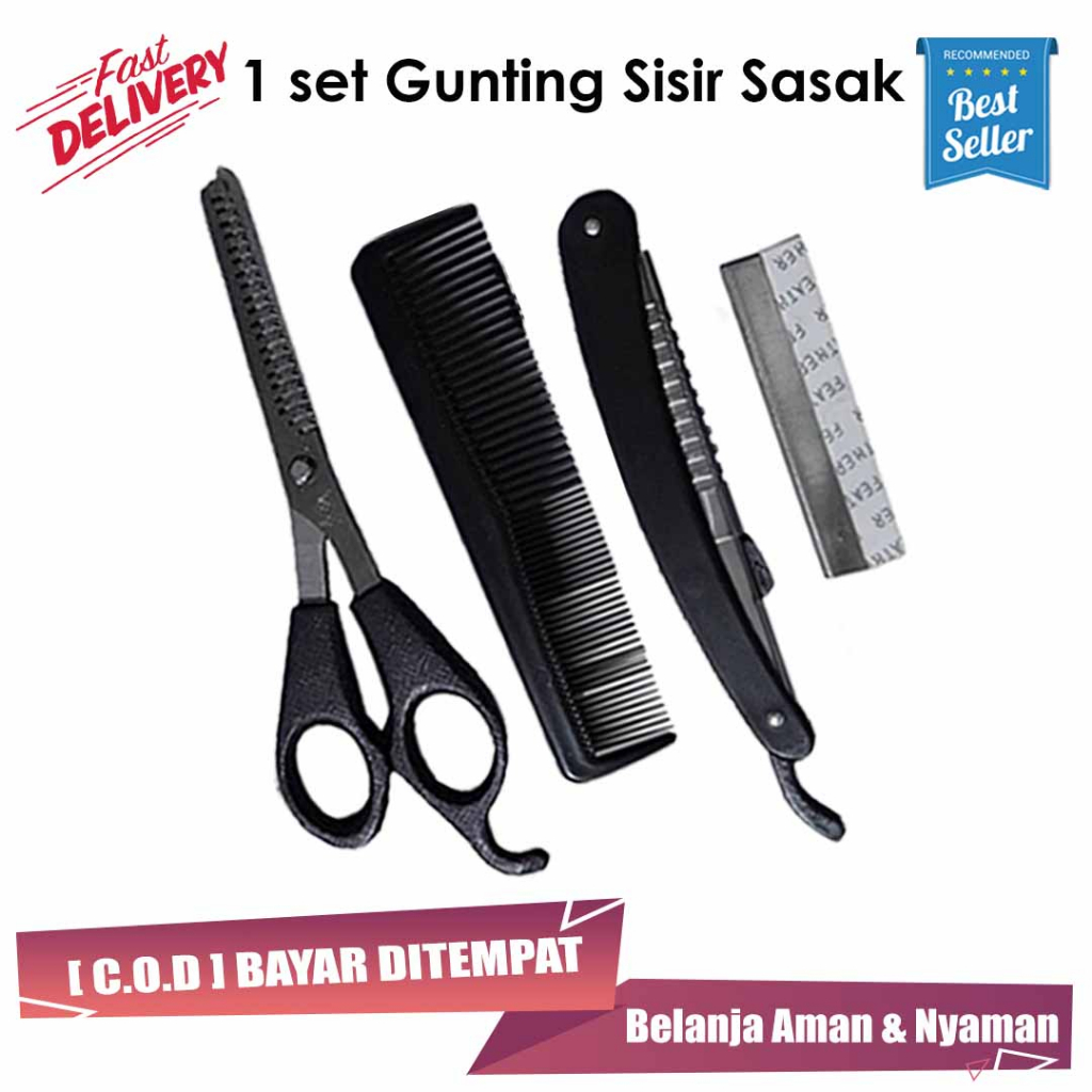 Jual Alat Cukur set 3 in 1 / Gunting Sasak / 3 Pcs Barber Scissors ...
