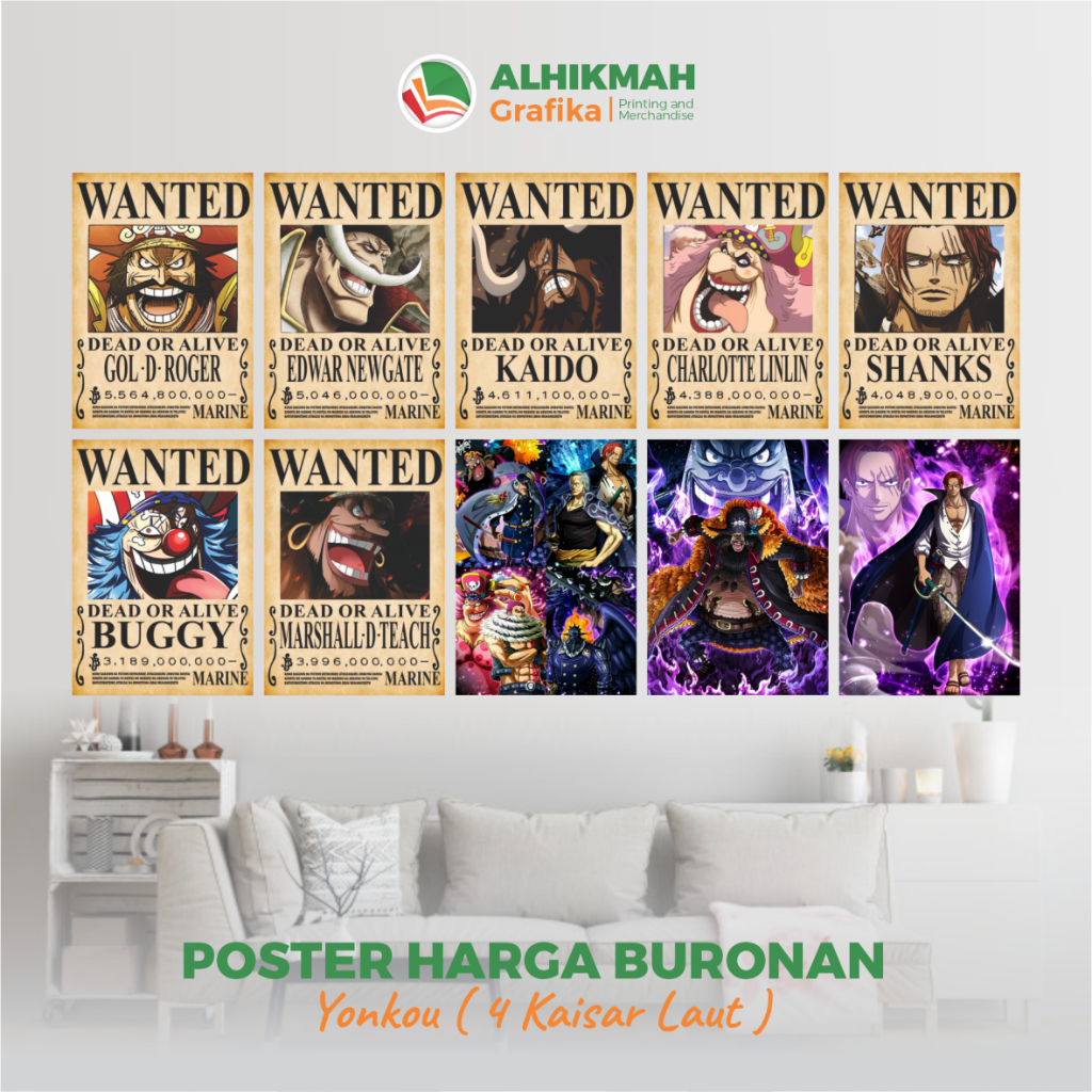 Jual Poster One piece, Anime & Bisa Custom | 1 PAKET ISI 10 POSTER ...