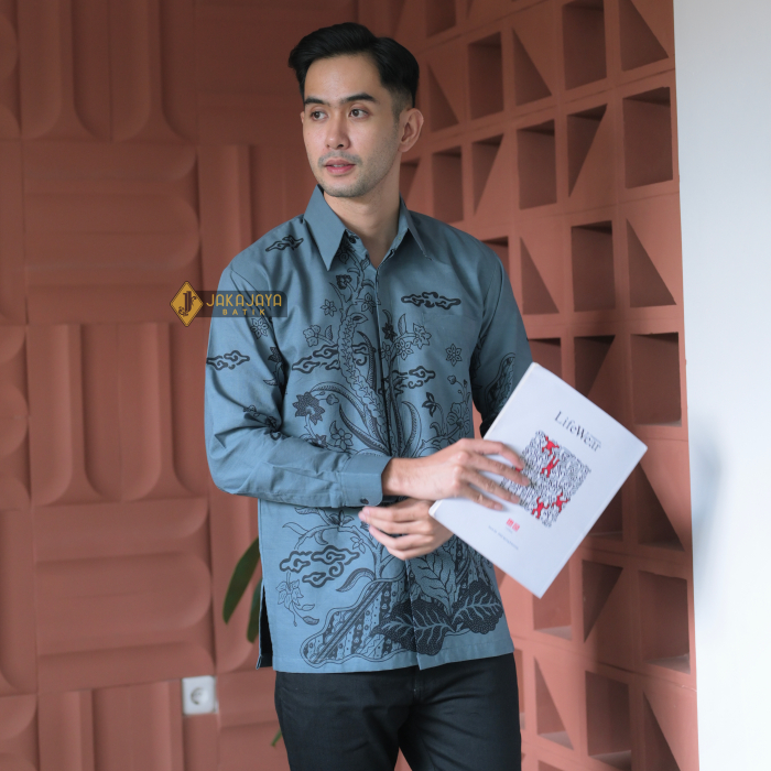 Jual Kemeja Batik Pria Biru Denim Lengan Panjang Furing Premium Baju ...