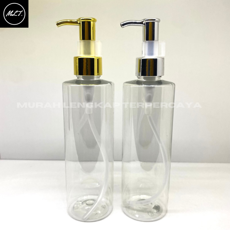 Jual BOTOL RF 250ML CLEAR PUMP LUXURY CLIP OIL GOLD SILVER PET BENING ...