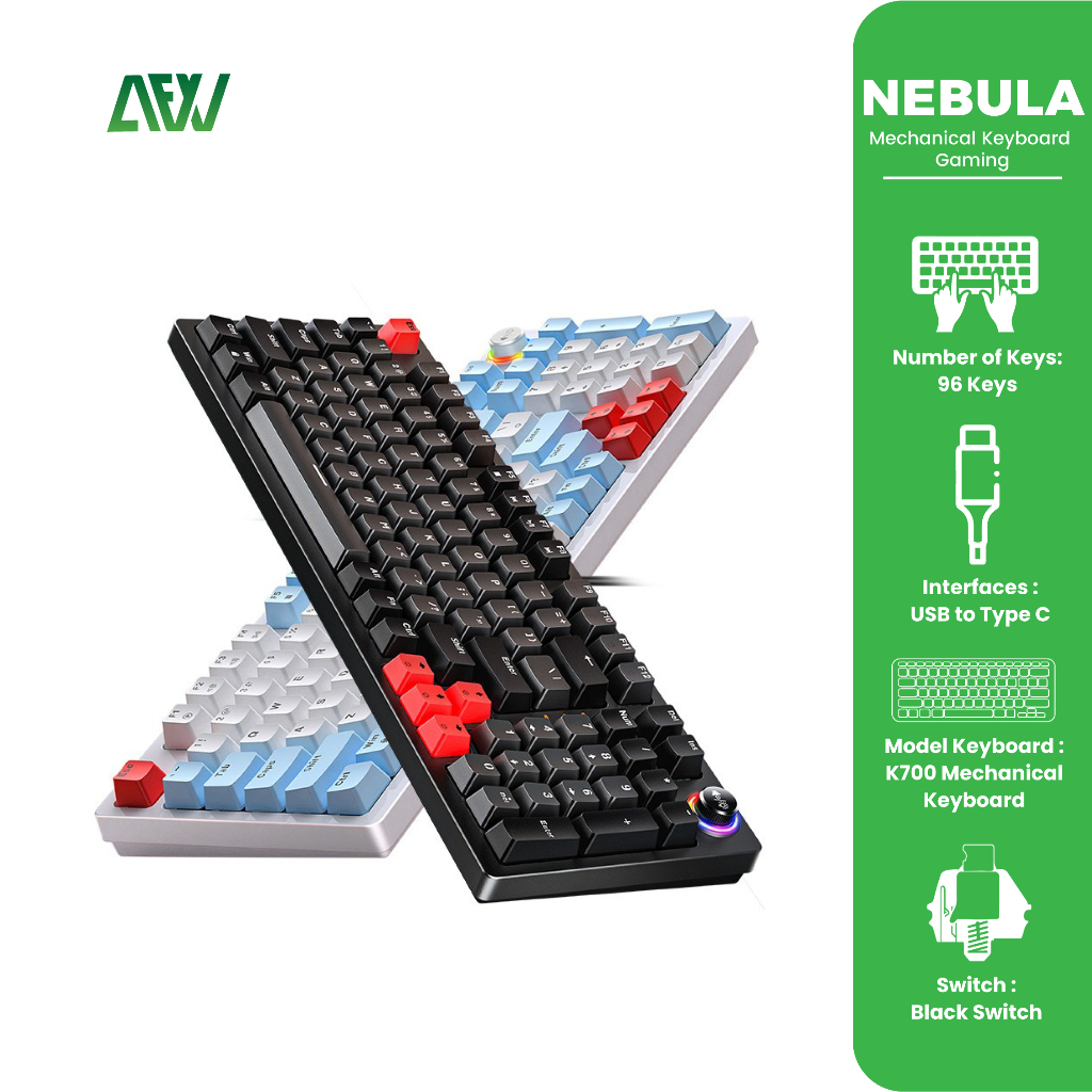 Jual NEBULA Mechanical Keyboard Gaming 96 Keys With Knob Wired Color ...