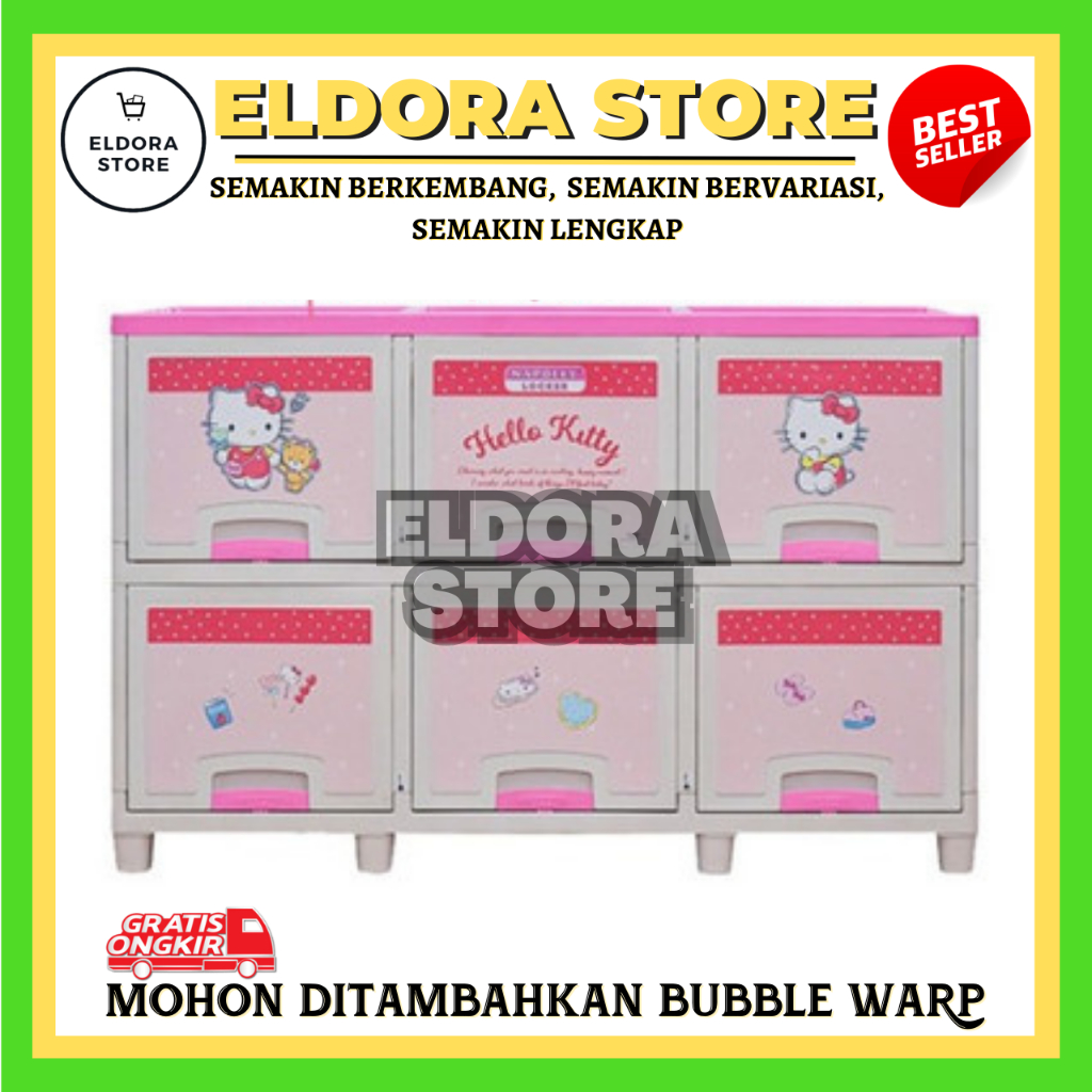 Jual LEMARI PLASTIK LOCKER BOX NAPOLLY SANRIO HELLO KITTY 3306 | LEMARI ...