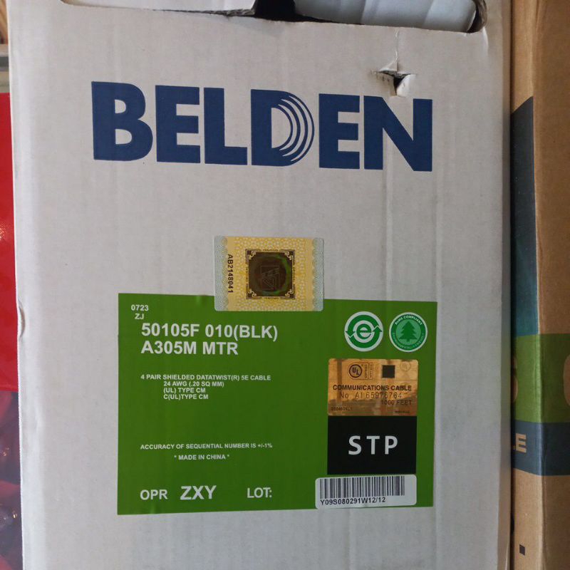 Jual 1 ROLL BELDEN KABEL LAN STP OUTDOOR CAT5E HITAM [305meter ...