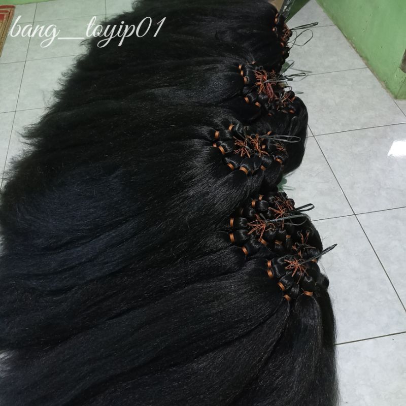 Jual Rambut cemara hitam polos / rambut sambung sintetis | Shopee Indonesia
