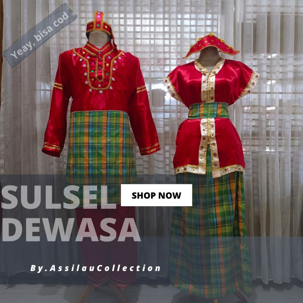 Jual Baju Adat Sulawesi Selatan/baju Bodo Dewasa Satuan (Laki/Cewe ...