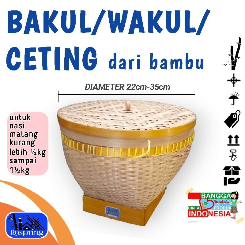 Jual wakul bambu /bakul nasi/ceting dari bambu dengan tutup bakul bambu ...