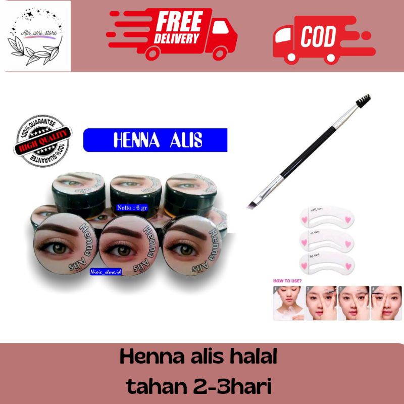 Jual eyebrow set lengkap henna alis halal sah untuk sholat tahan 2-3 ...