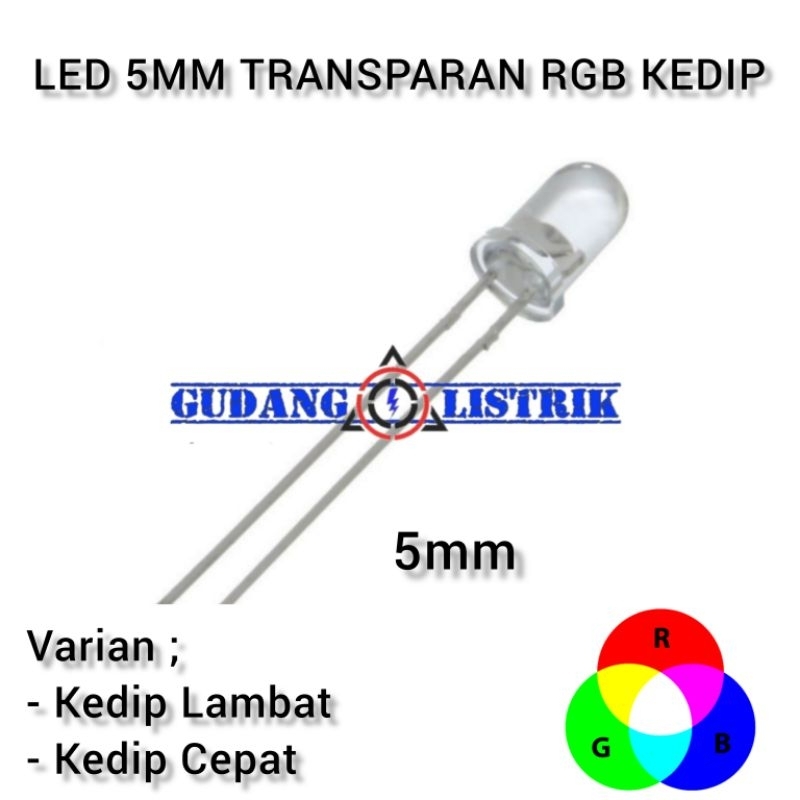 Jual Lampu Led 5mm Emitting Diode Transparan Nyala Kedip RGB Slow Fast ...