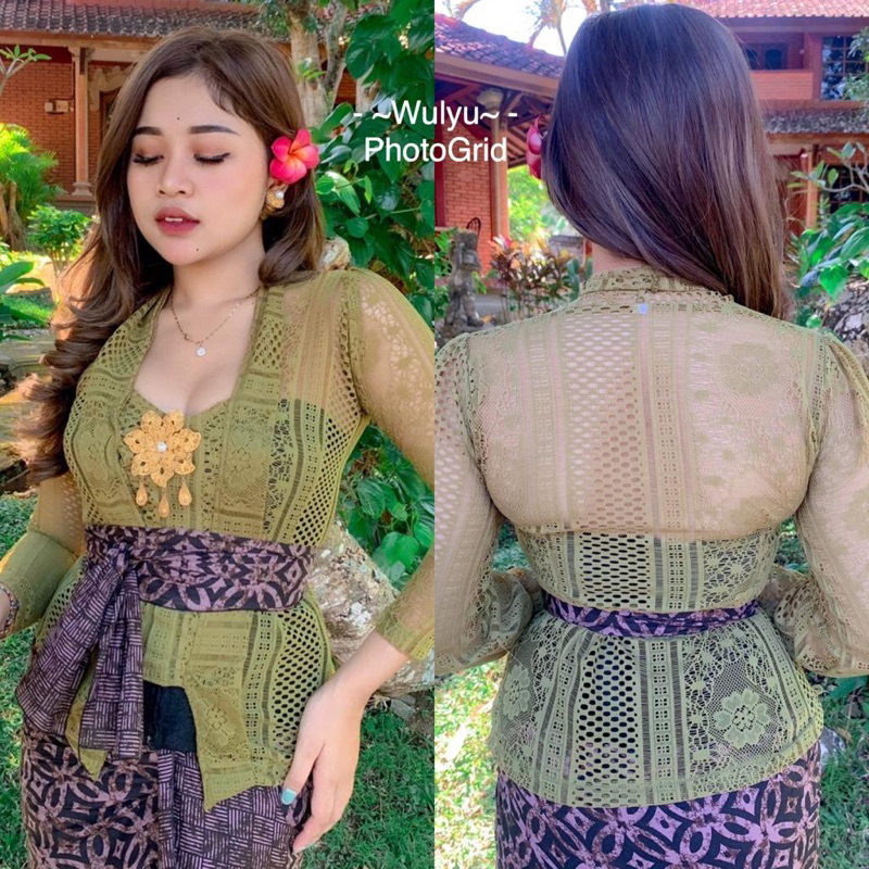 Jual Kebaya jadi brokat lace korea model tangan panjang pakai kancing ...