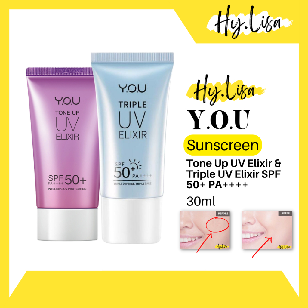 Jual Y.O.U Sunscreen Tone Up UV Elixir & Triple UV Elixir SPF 50+ PA++++ you | Shopee Indonesia