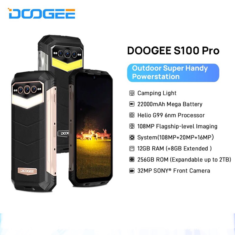 Jual Doogee S100 Pro IP68/69K 12GB+256GB 6.58 "Helio G99 2200mAh ...