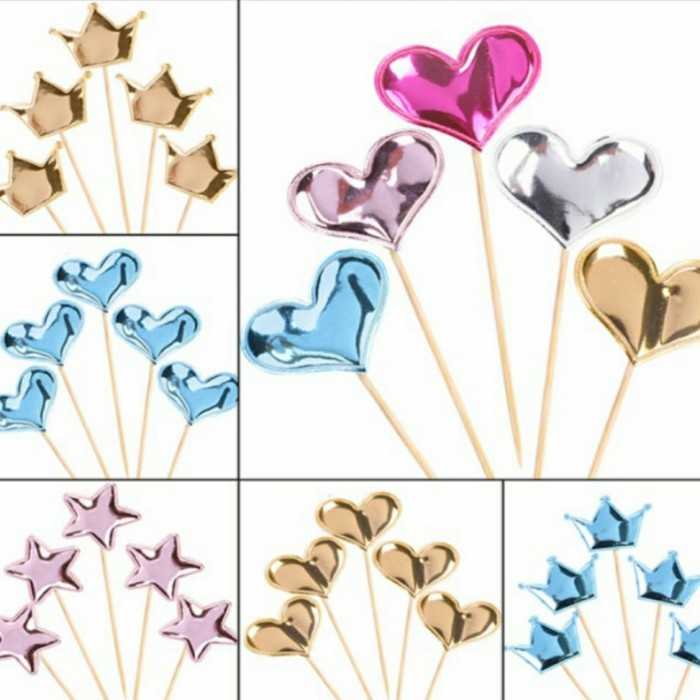 Jual TUSUKAN TOPPER CAKE BIRTHDAY LOVE , BINTANG DAN MAHKOTA / TUSUKAN HIASAN KUE BIRTHDAY ...