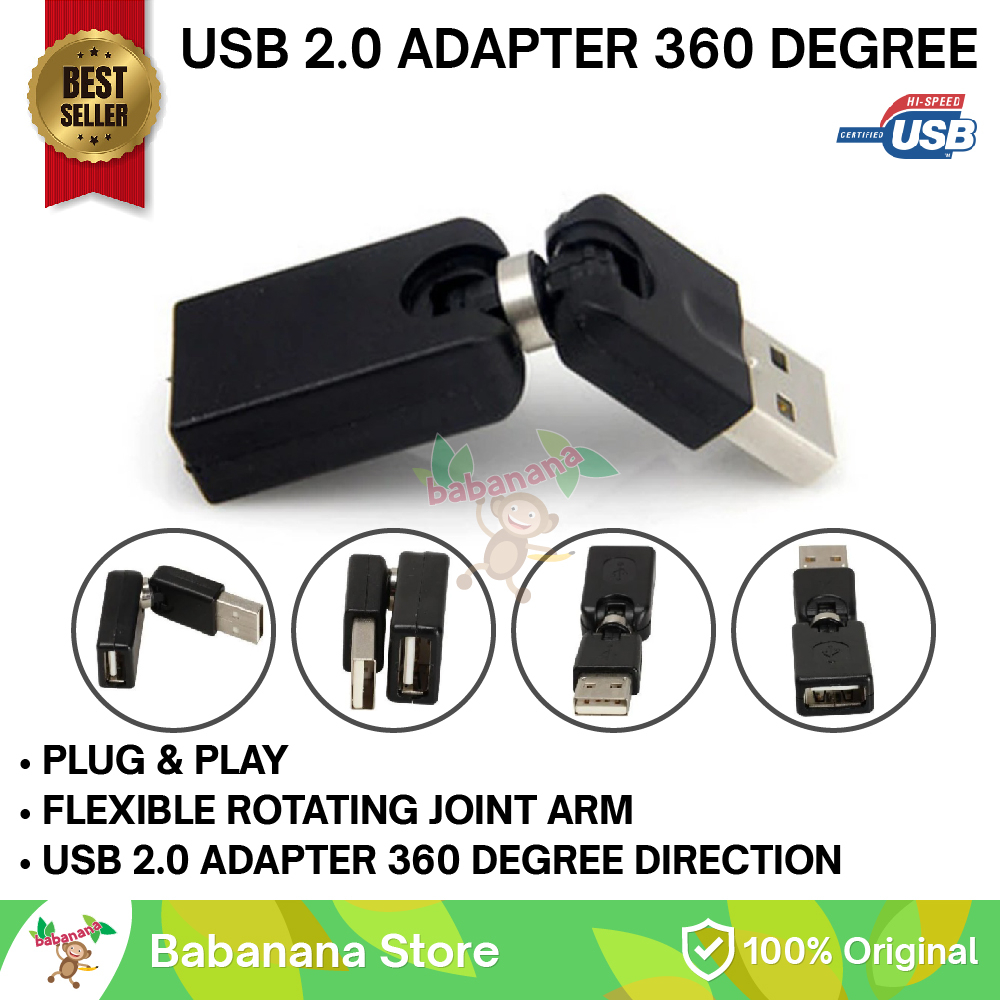 Jual USB 2.0 ROTATING 360 DEGREE ADAPTER CONVERTER FLEXIBLE PUTAR ...