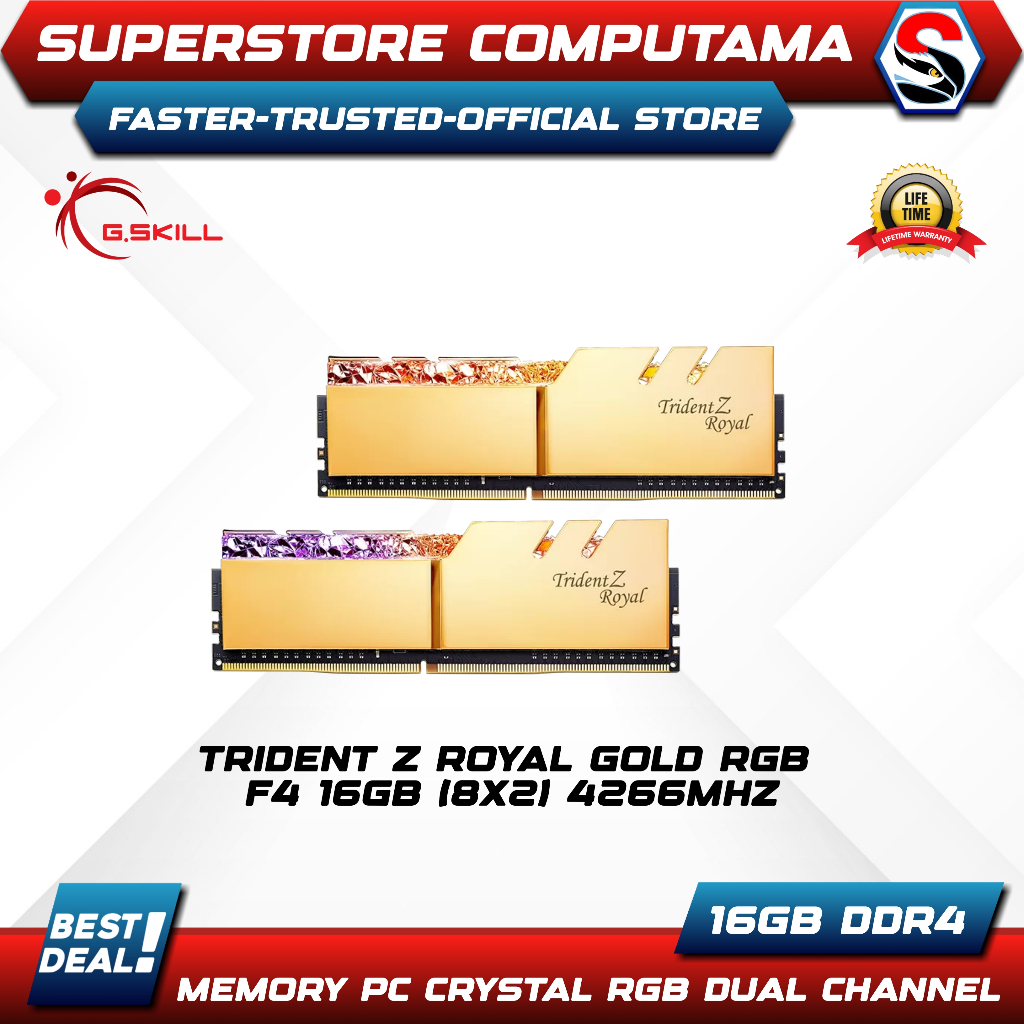 Jual RAM G.Skill Trident Z Royal DDR4 16GB 4266Mhz -F4-4266C19D-16GTRG ...