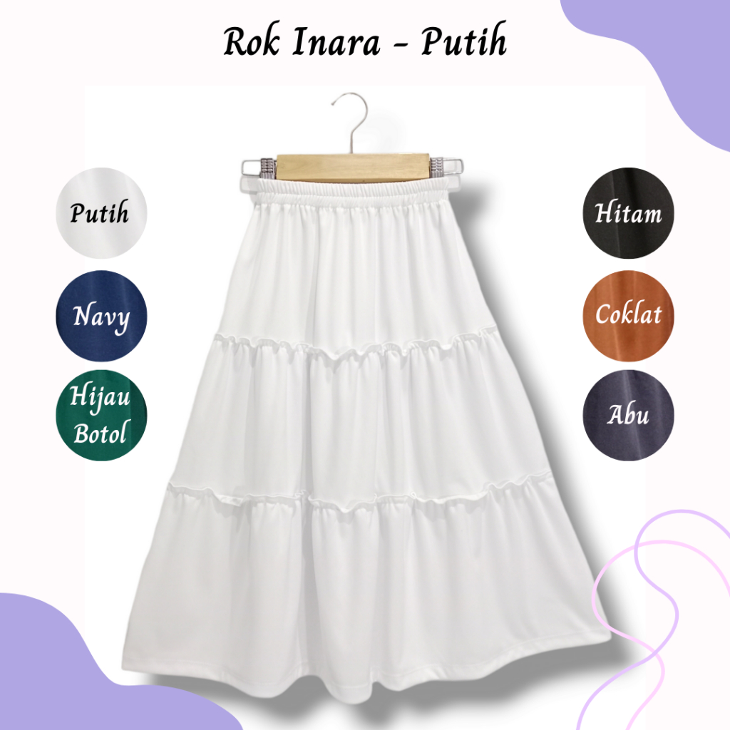 Jual Rok Inara – Rok Bawahan 3 Susun Syari Hijab Putih Polos Sepan Span ...