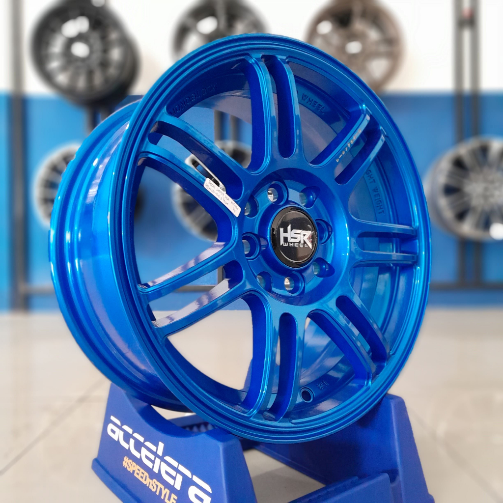 Jual velg racing r15 baut 4x100 4x114,3 warna biru hsr boon blue buat ...