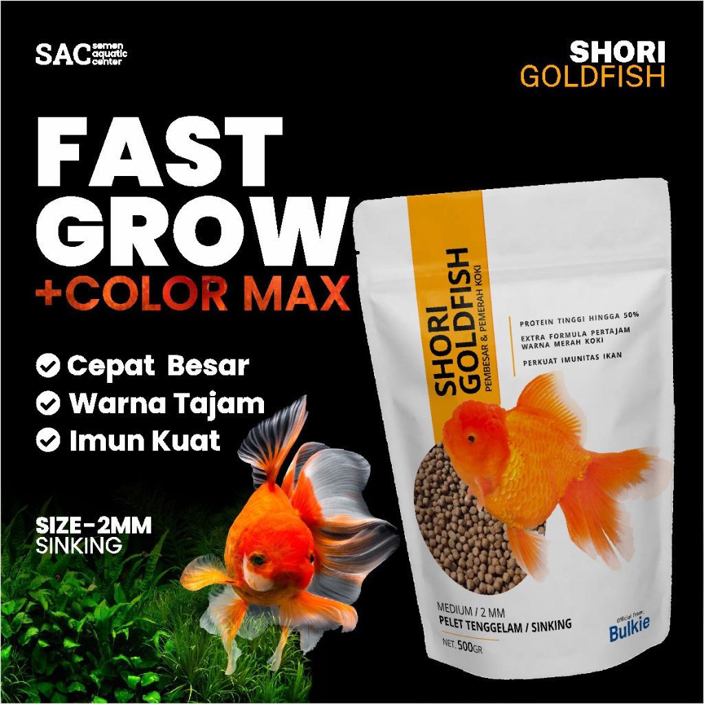 Jual Pakan Premium Ikan Koki Shory Gold Fish untuk pembesaran cepat dan Pertajam Warna Merah ...