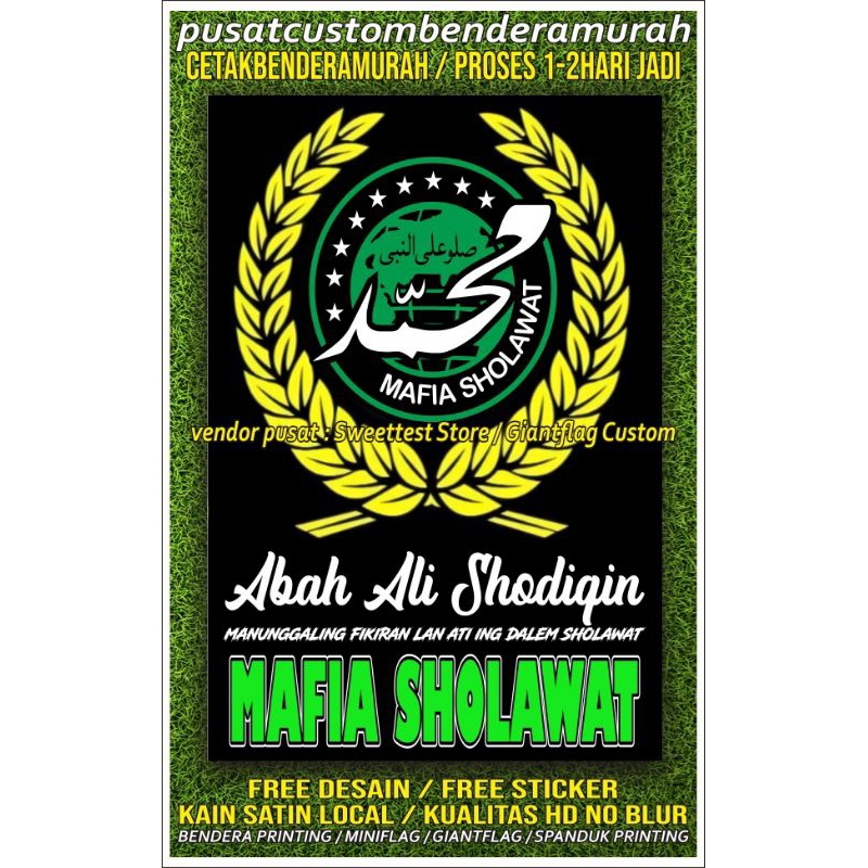Jual JASA CETAK BENDERA SYEKHERMANIA FULL PRINTING, BENDERA MAJELISAN ...