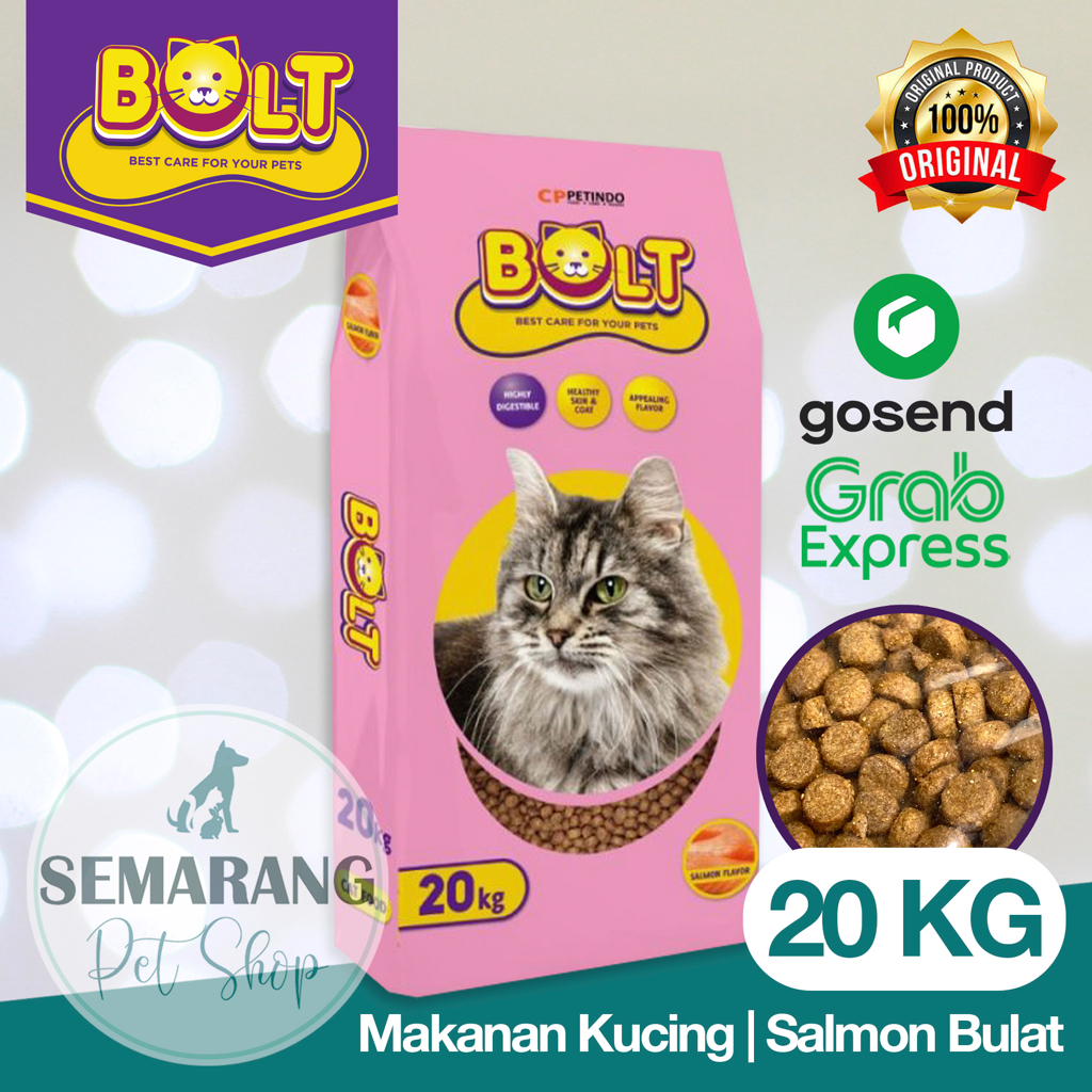 Jual Cat Food BOLT Salmon Bulat 20kg GOSEND/GRAB Makanan Kucing Kering ...