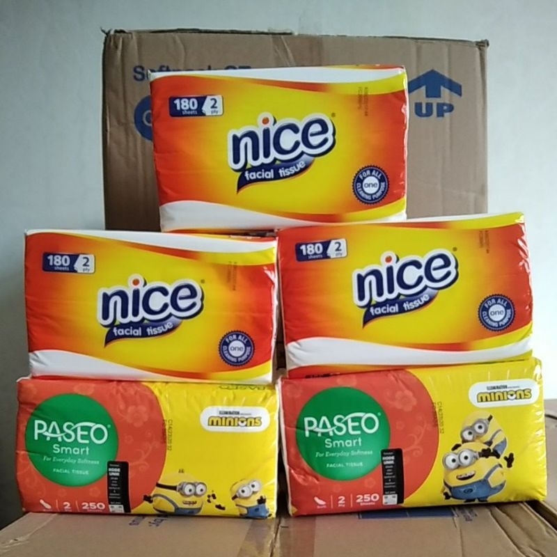 Jual TISU TISSUE NICE 180 SHEETS 2PLY & PASEO SMART 250 SHEETS 2 PLY ...