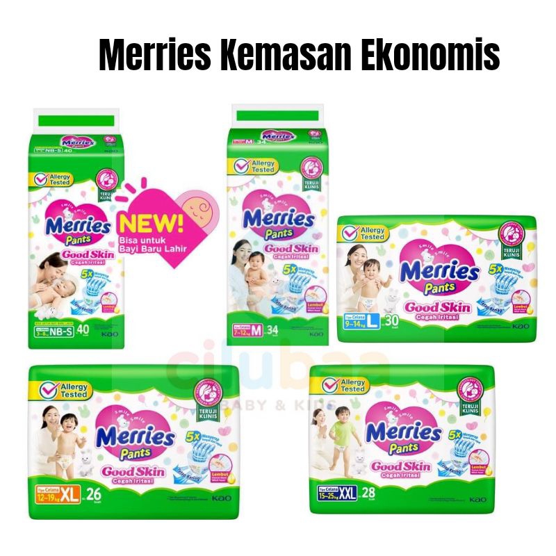 Jual Merries Pants Good Skin Popok sekali pakai Celana NB-S40/M34/L30 ...