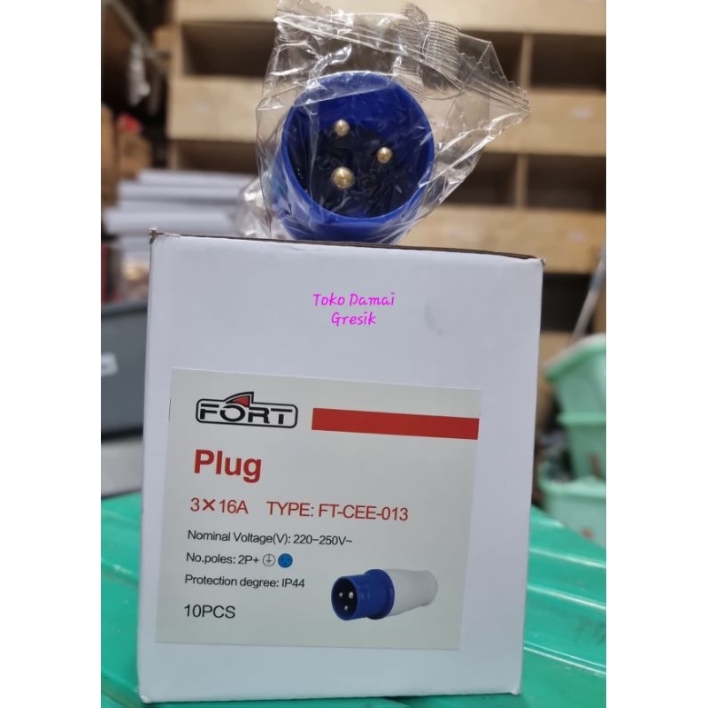 Jual Fort Cee 013 Plug socket soket industrial 1 phase 3 pole 3pin 16A ...
