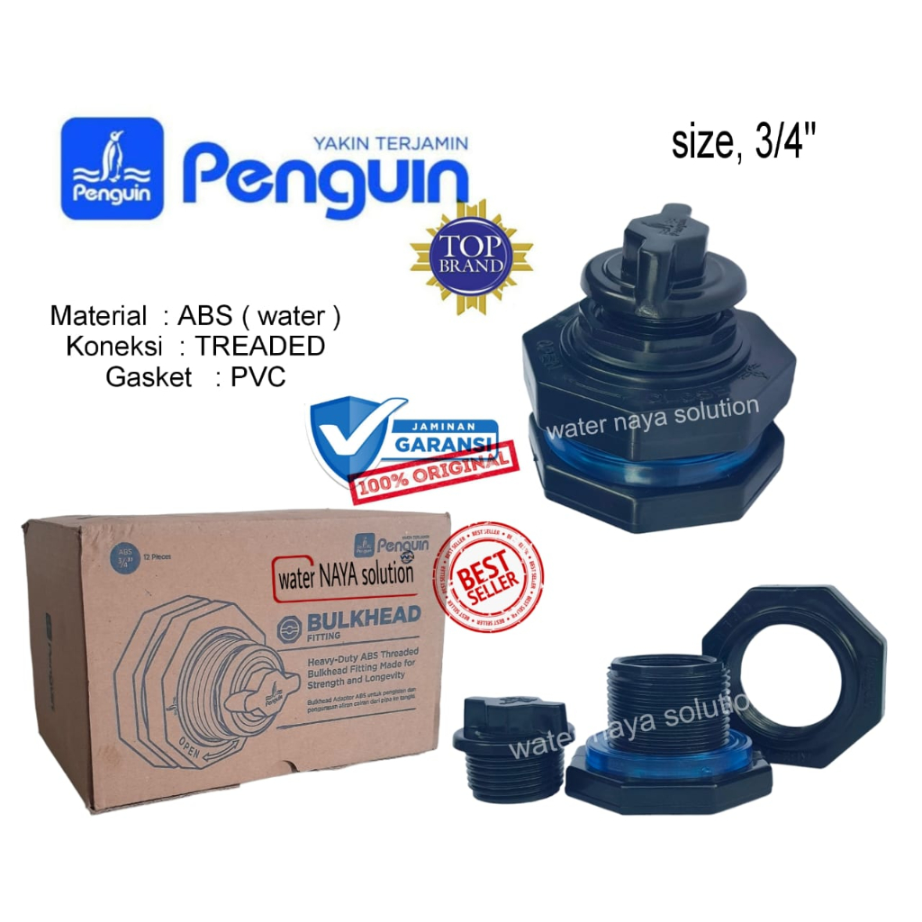 Jual Bulkhead Penguin/Mur Toren / Mur Tandon 3/4 inch | Shopee Indonesia