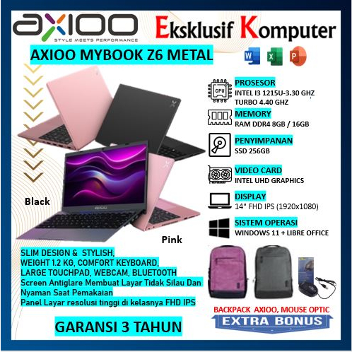 Jual LAPTOP KODING MURAH AXIOO MYBOOK Z6 METAL I3 1215U 8GB 256GB 14" FHD IPS BL WIN11 + OFFICE ...