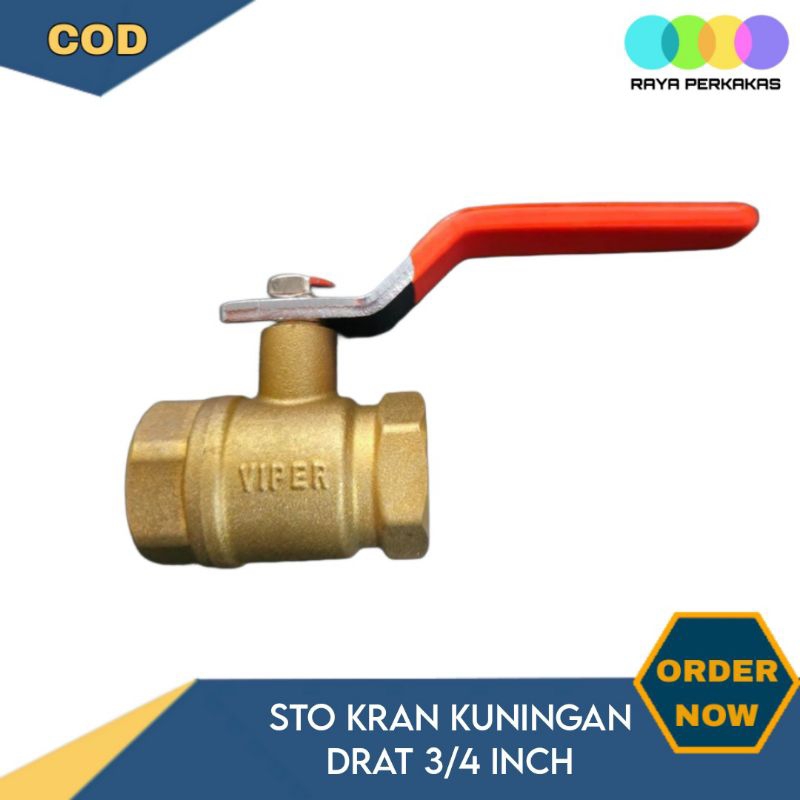 Jual Ball Valve Stop Kran Kuningan 3/4" | Shopee Indonesia