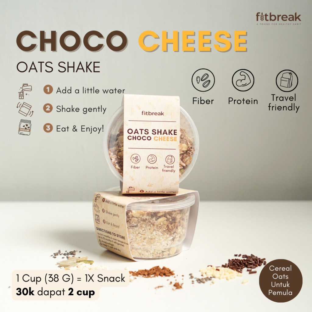Jual Choco Cheese Oats Shake Fitbreak Overnight Oats/ Snack Sehat ...
