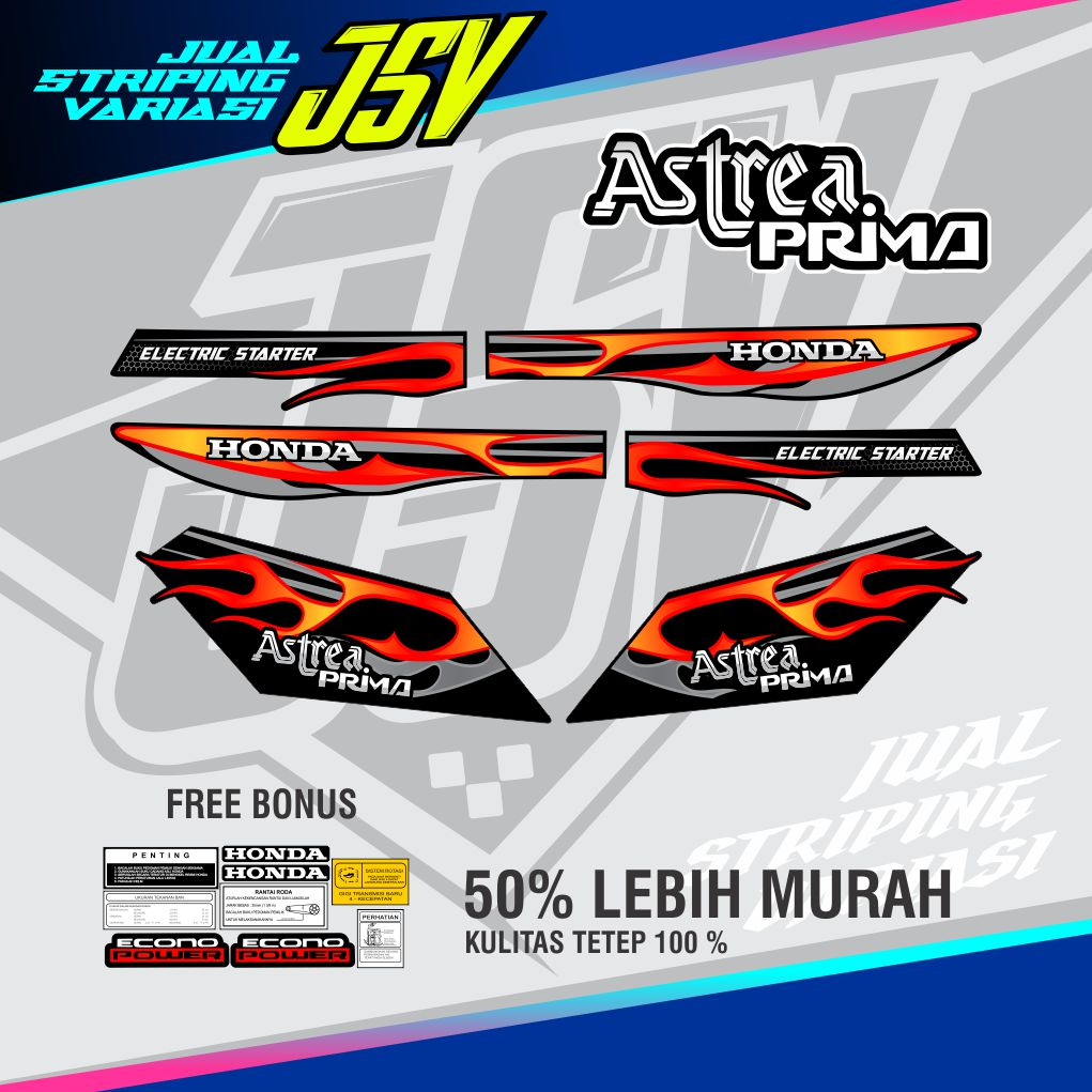 Jual Striping Variasi Honda Astrea Prima FLAME Api Stiker Motor Star ...