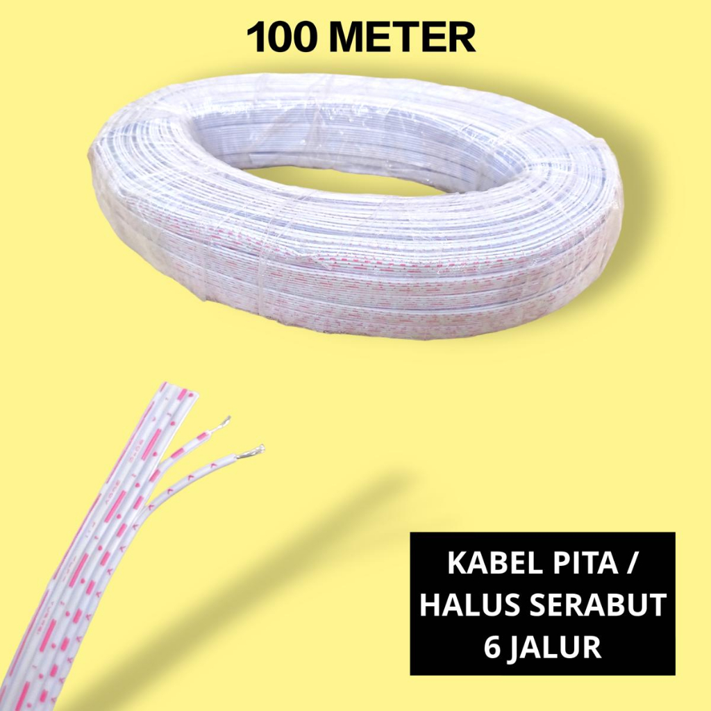 Jual Kabel Pita 6 Jalur Putih Flat Serabut Pelangi Cable 6 Pin (Meteran ...