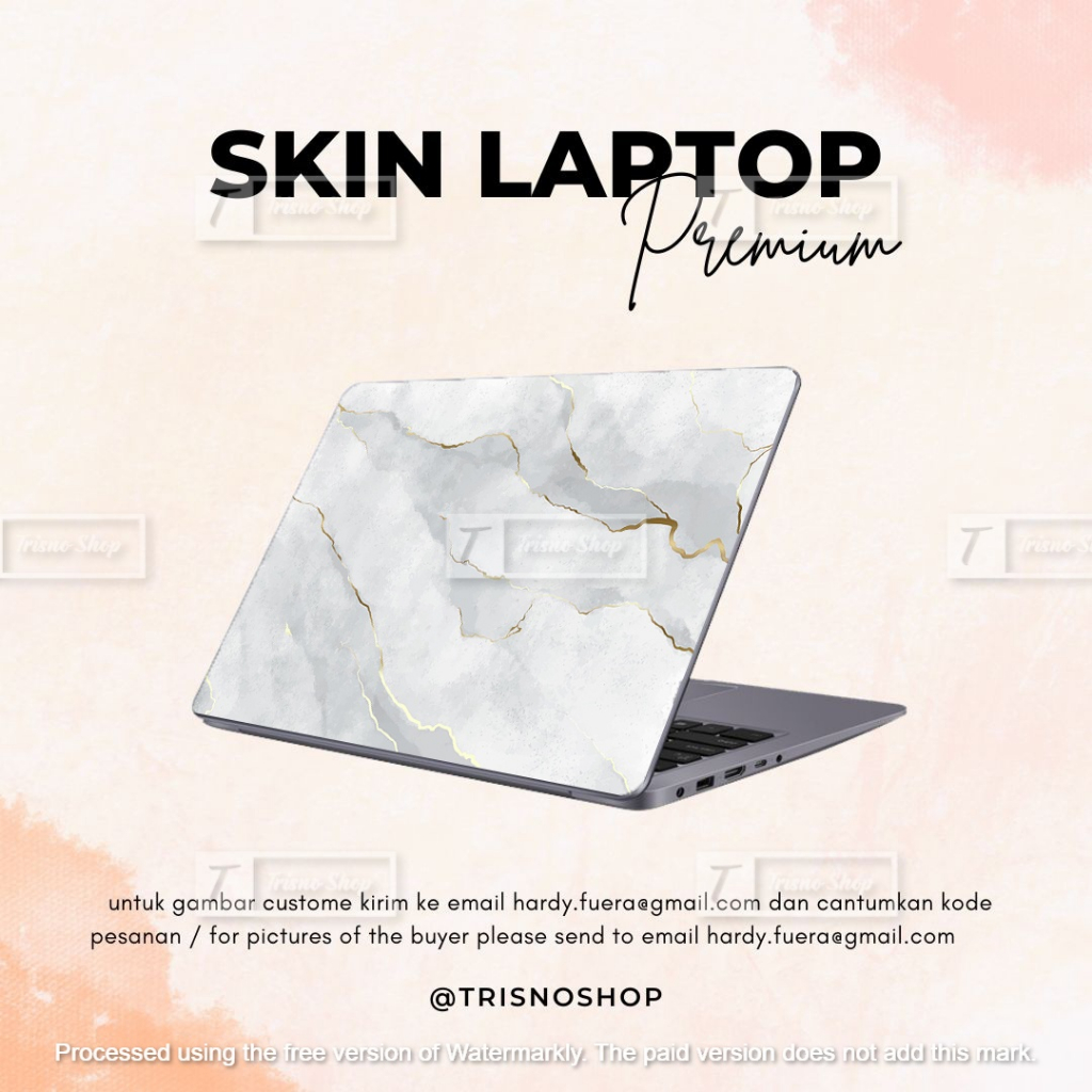Jual Stiker Laptop | Garskin Laptop | Murble Putih + Laminasi | Shopee ...