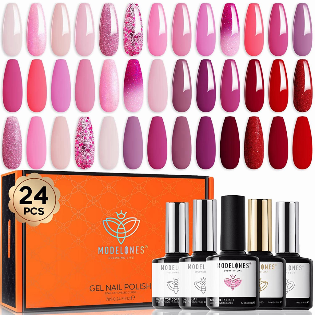 Jual Modelones Gel Nail Polish Kit 24Pcs Pastel Musim panas 20 Warna ...