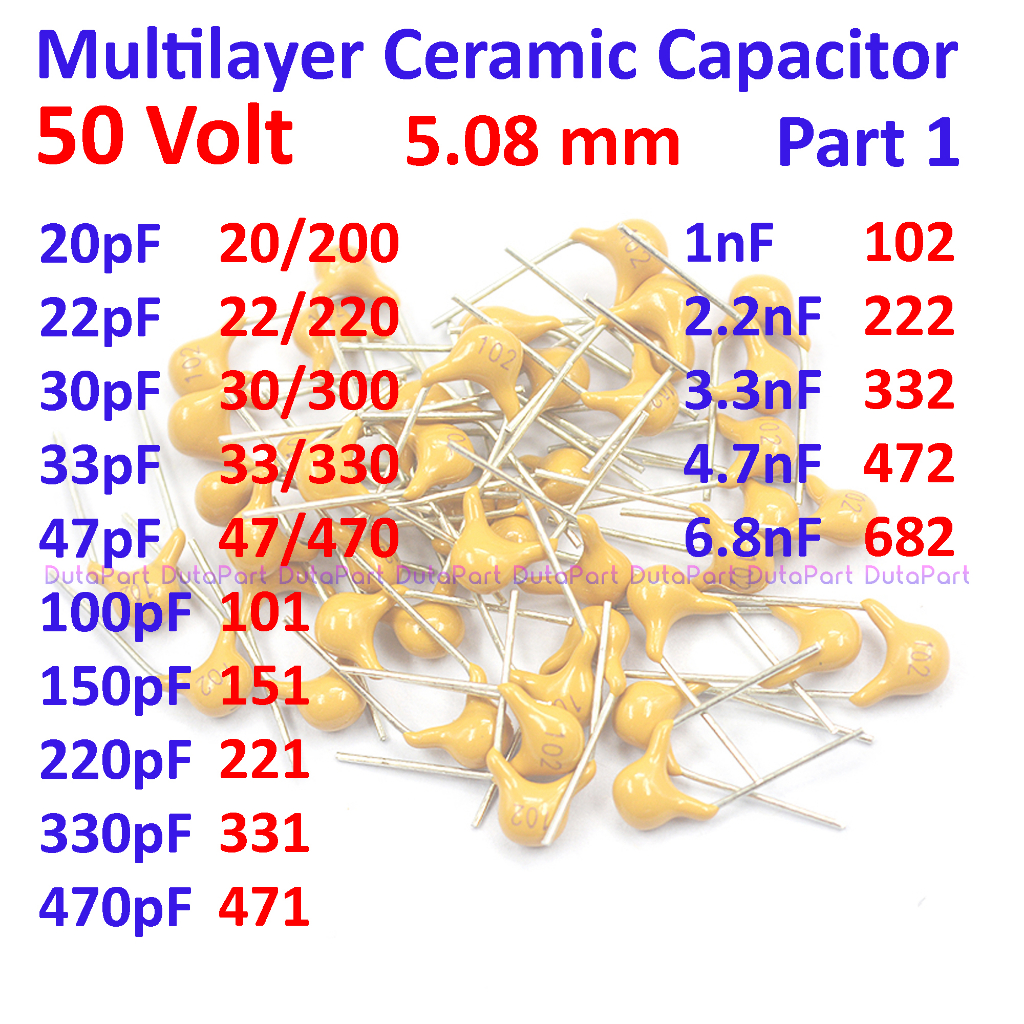 Jual MLCC 50 Volt Multilayer Ceramic Capacitor 50V V Kapasitor Part 1 ...