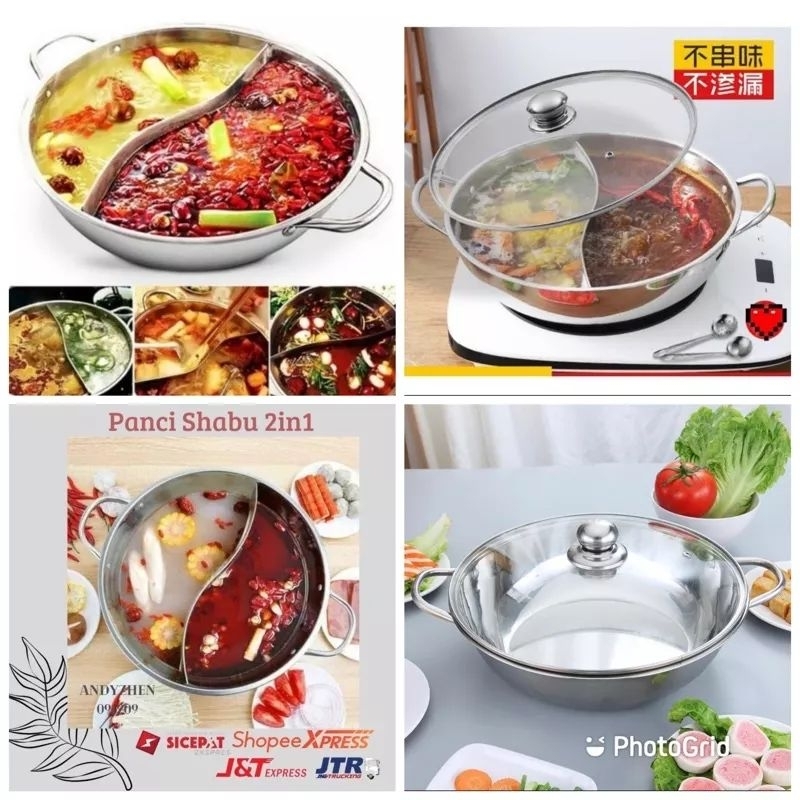 Jual Panci Shabu 30 cm / Mangkok Sup Steamboat Sekat 2 Rasa Suki Pan ...