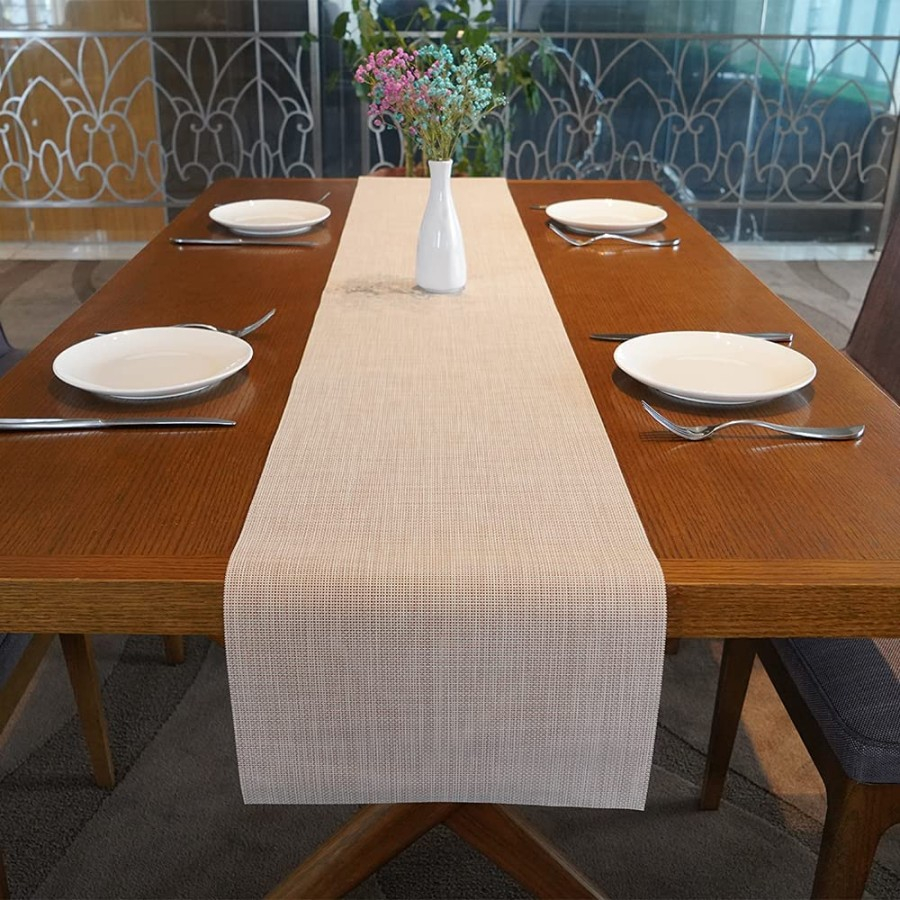 Jual Taplak Meja Makan Panjang / Table Runner Panjang Beige | Shopee ...