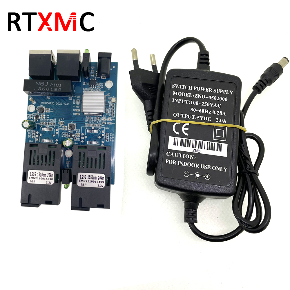 Jual 10/100/1000M switch 2 RJ45 UTP 2 SC Gigabit Fiber Optical Media ...