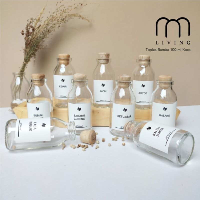 Jual Botol Bumbu Kaca Aesthetic 100ml FREE LABEL Waterproof | Shopee ...