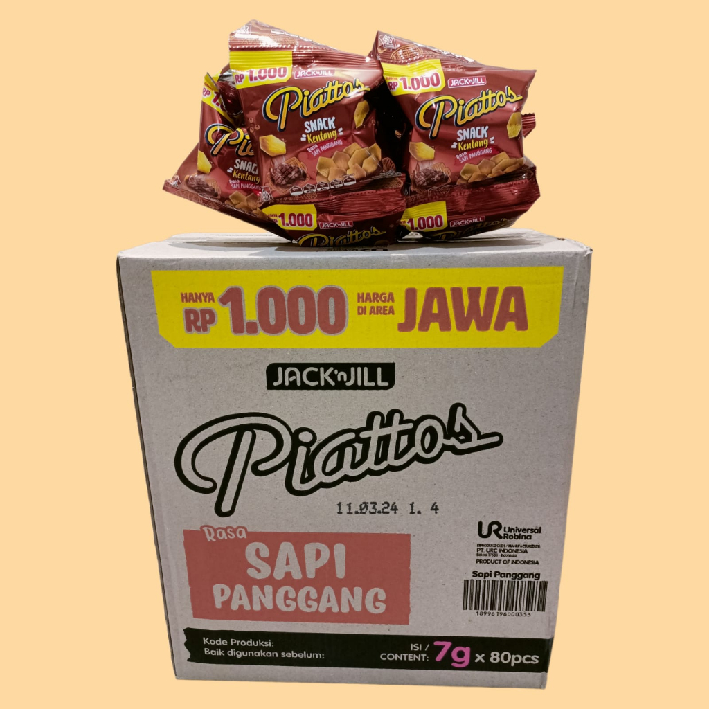 Jual Piattos Rasa Sapi Panggang Snack Kentang 7 g [80 pcs/dus] | Shopee ...
