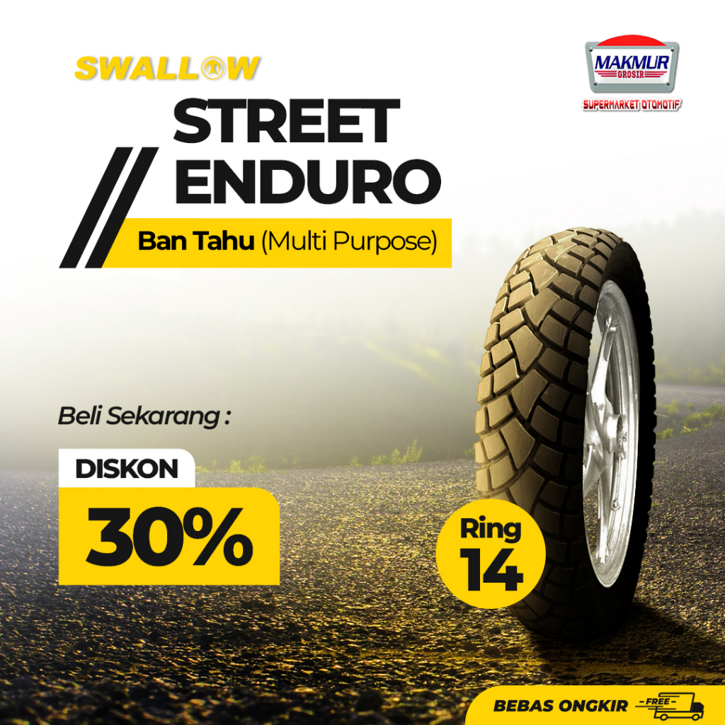 Jual Ban Motor Luar Swallow STREET ENDURO Ring 14" TUBELESS Ban Tahu ...