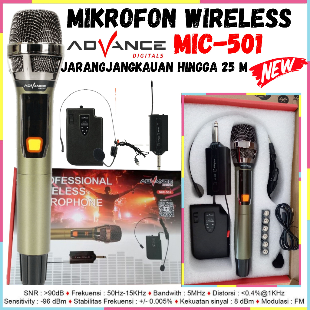 Jual MICROPON WIRELESS KARAOKE/MIC TANPA KABEL ADVANCE MIC-501/ADVANCE ...