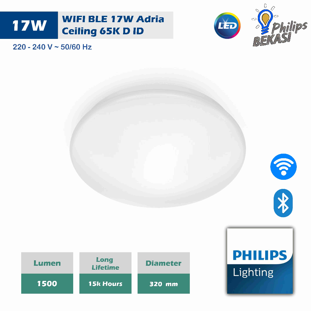 Jual Lampu Ceiling Smart Philips LED WIFI BLE 17W Adria Ceiling 65K ...