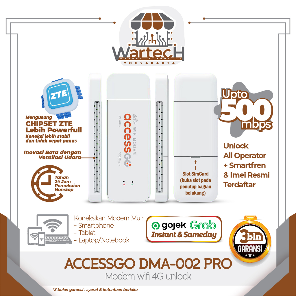 Jual Modem USB 4G LTE DMA-002 ZTE Chipset (UNLOCK ALL OPERATOR) GARANSI ...