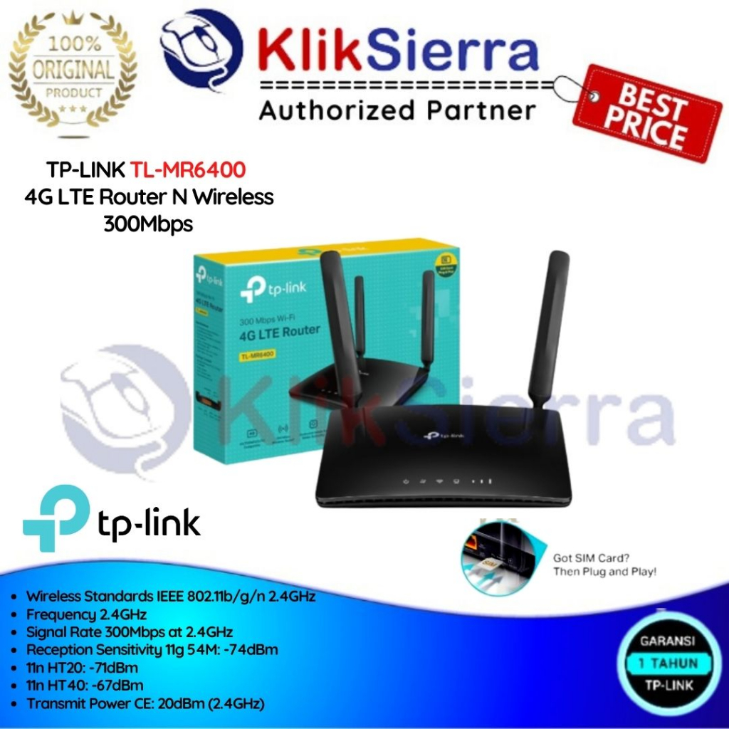 Jual TP-LINK TL-MR6400 4G LTE Router N Wireless TPLINK 300Mbps | Shopee ...