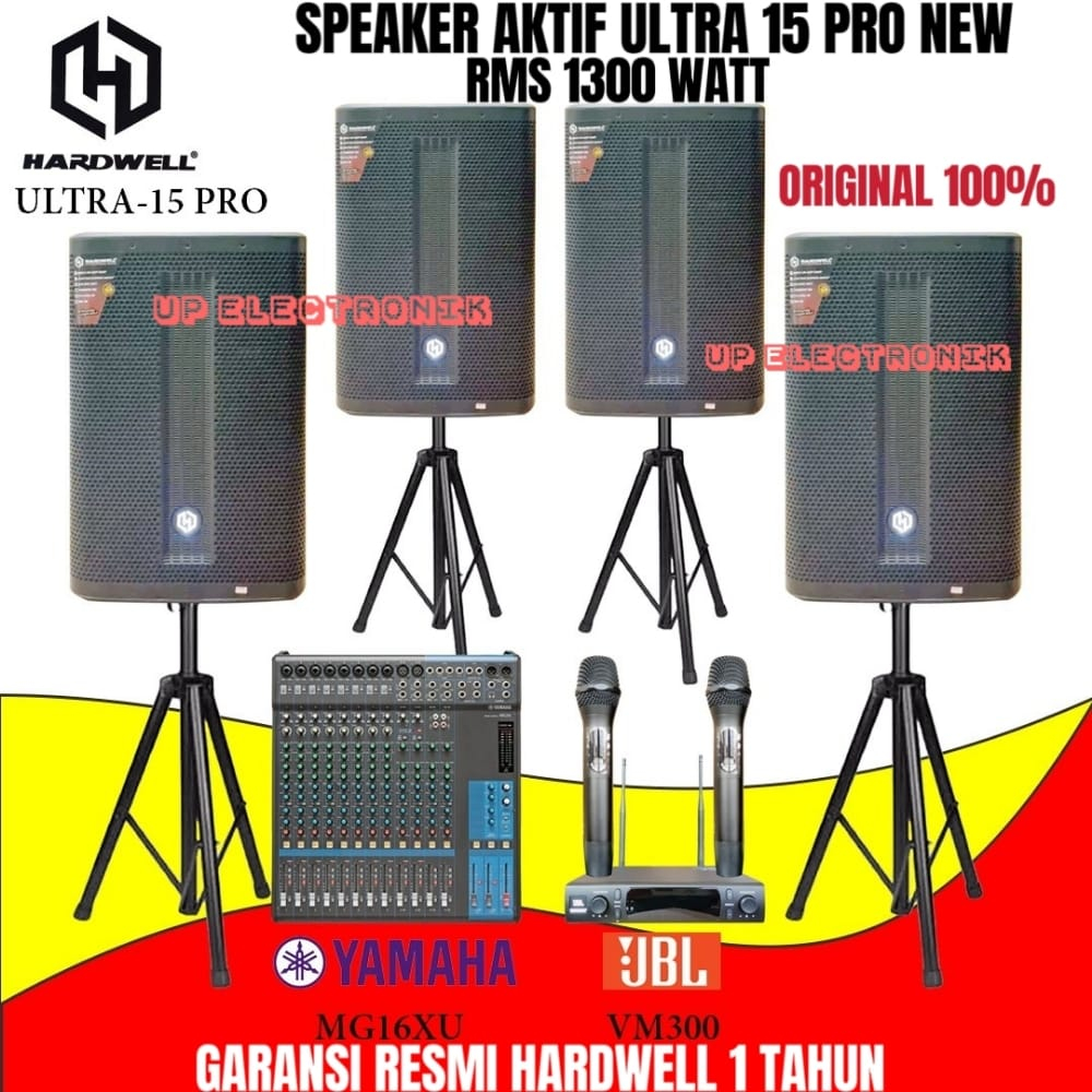 Jual PAKET SOUND SYSTEM SPEAKER AKTIF HARDWELL ULTRA15PRO RMS 1300 WATT ...