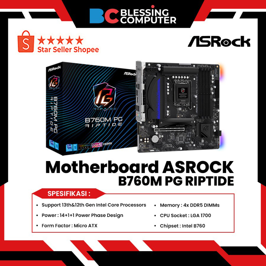 Jual Motherboard ASROCK B760M PG RIPTIDE | Shopee Indonesia