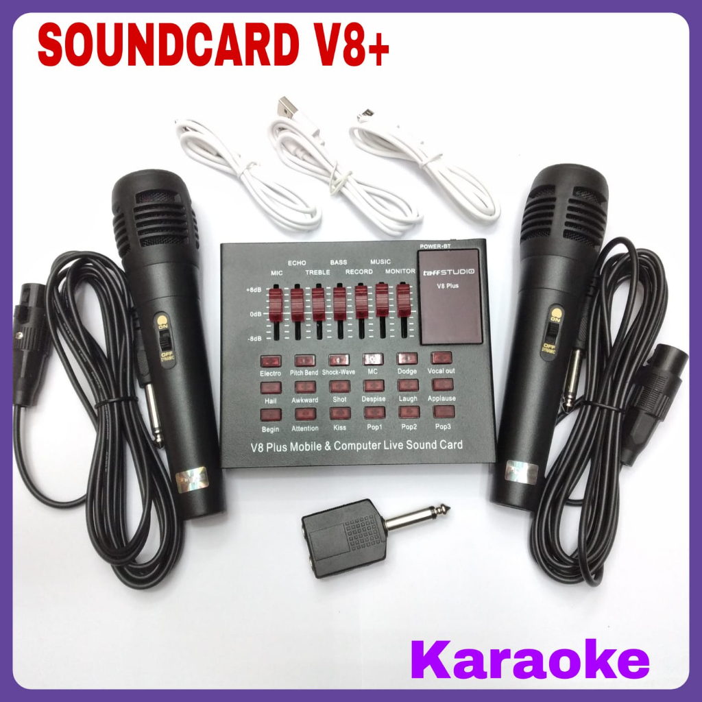 Jual Paket karaoke Bluetooth USB External Soundcard Live Mic Headset ...
