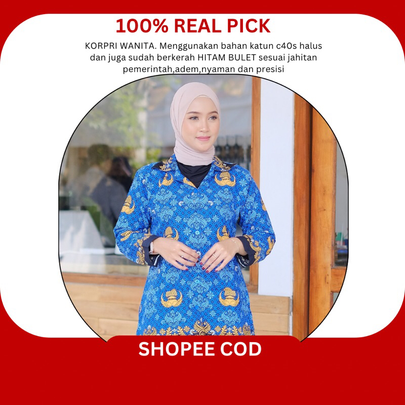 Jual Seragam korpri jumbo size wanita / Batik Korpri Terbaru Kerah / Baju korpri terbaru Wanita ...