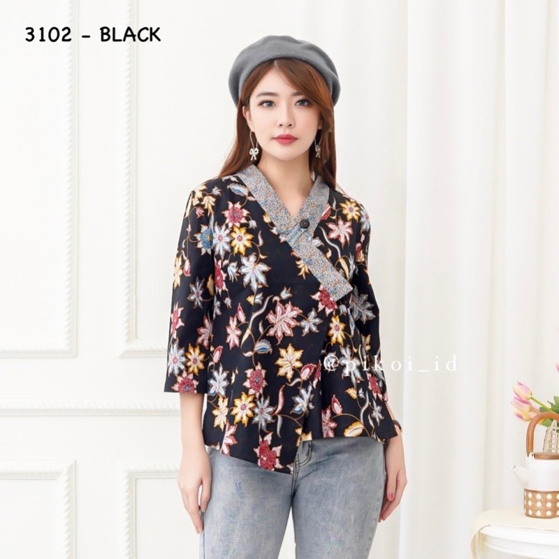 Jual Batik wanita / atasan batik wanita / baju batik kimono wanita modern / seragam kerja kantor ...